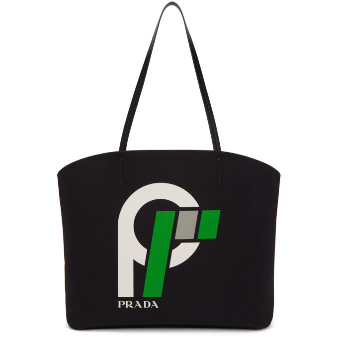 Prada Large Logo Flag Canapa Tote Prada