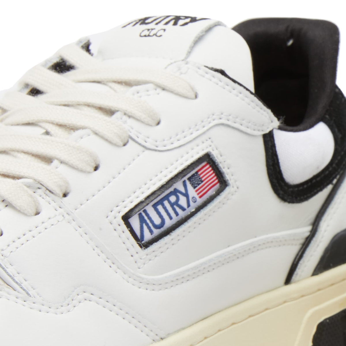 Autry Men's CLC Low Leather Sneakers in White/Black Autry