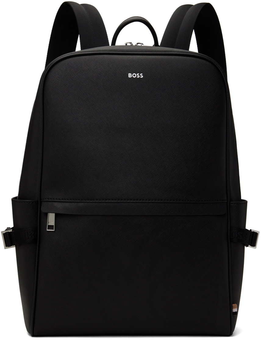 BOSS Black Saffiano Leather Backpack BOSS