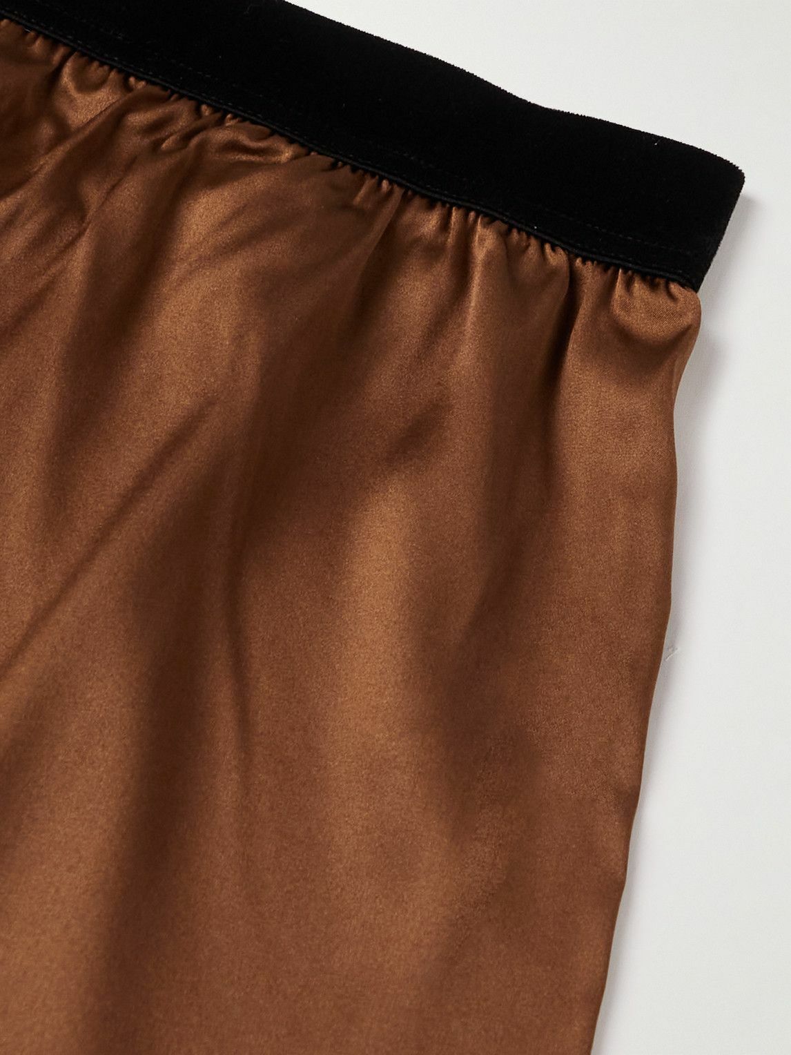 Tom Ford Velvet Trimmed Silk Satin Boxer Shorts Brown Tom Ford