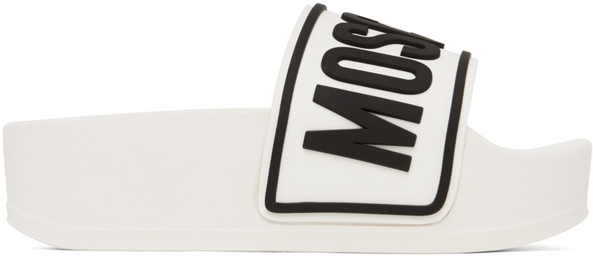 Moschino White Platform Slides Moschino