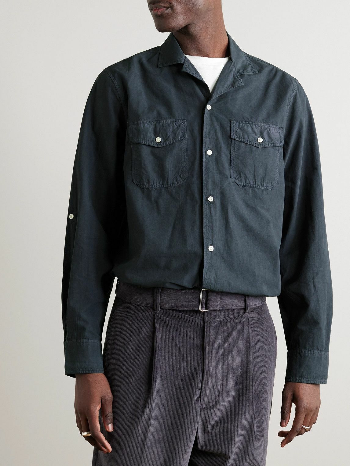 Officine Générale - Eric Camp-Collar Garment-Dyed Lyocell and Cotton ...