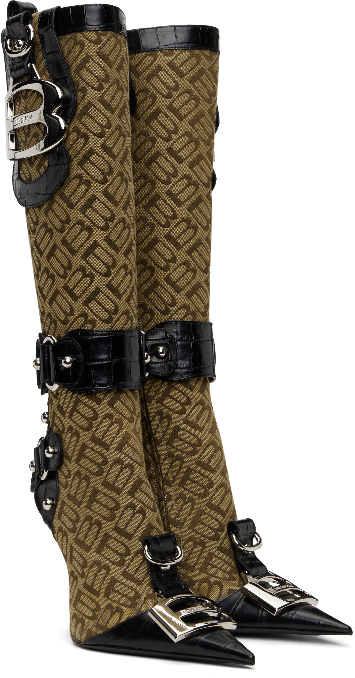 Balenciaga Beige & Black Essex 110mm Tall Boots Balenciaga