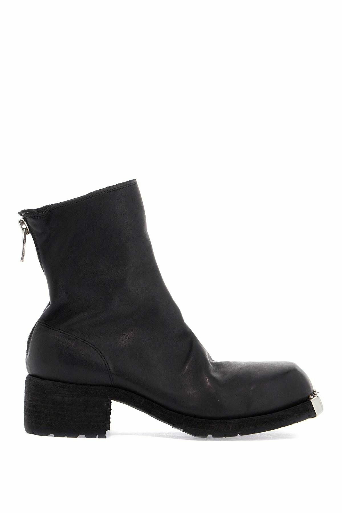 GUIDI black horse leather boots with side zip and metal insert Black Guidi