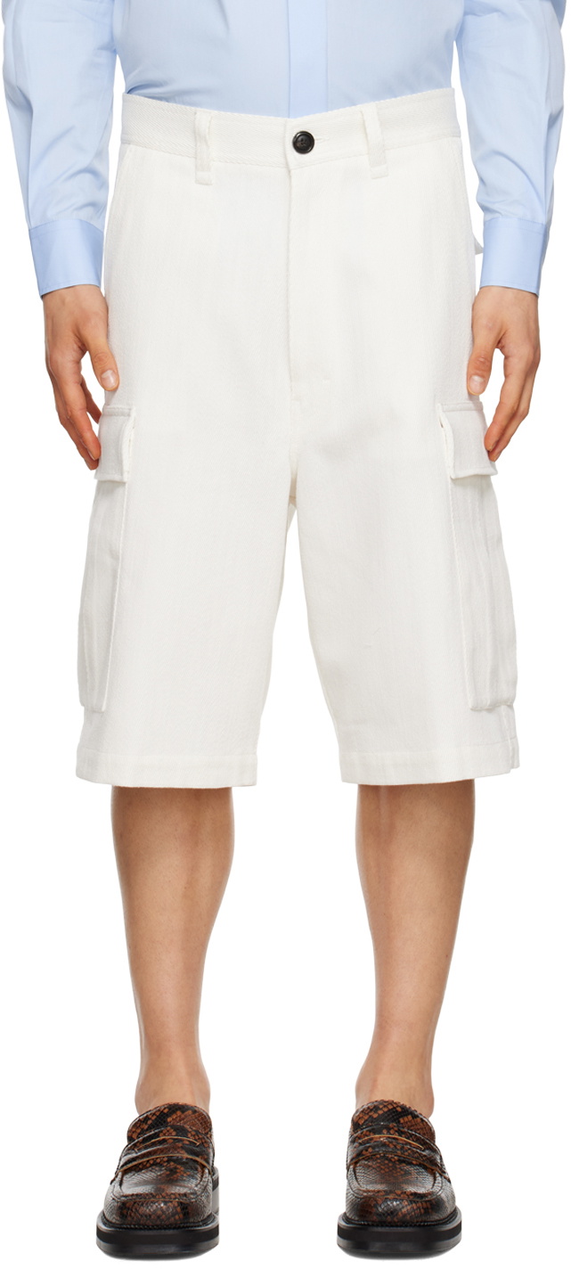 AMI Alexandre Mattiussi White Cargo Pocket Shorts AMI Alexandre Mattiussi