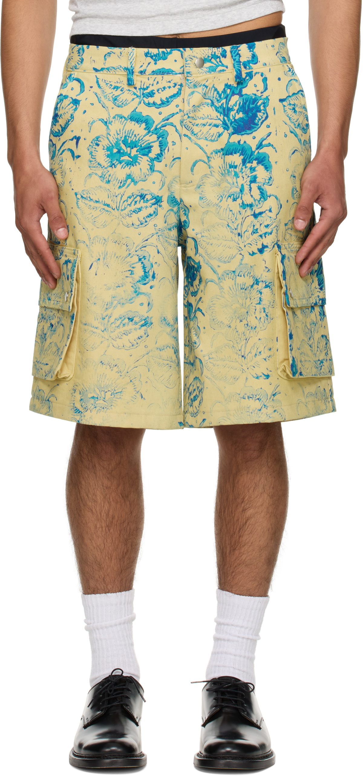 Stanley Raffington SSENSE Exclusive Yellow & Blue Floral Printed Cargo ...