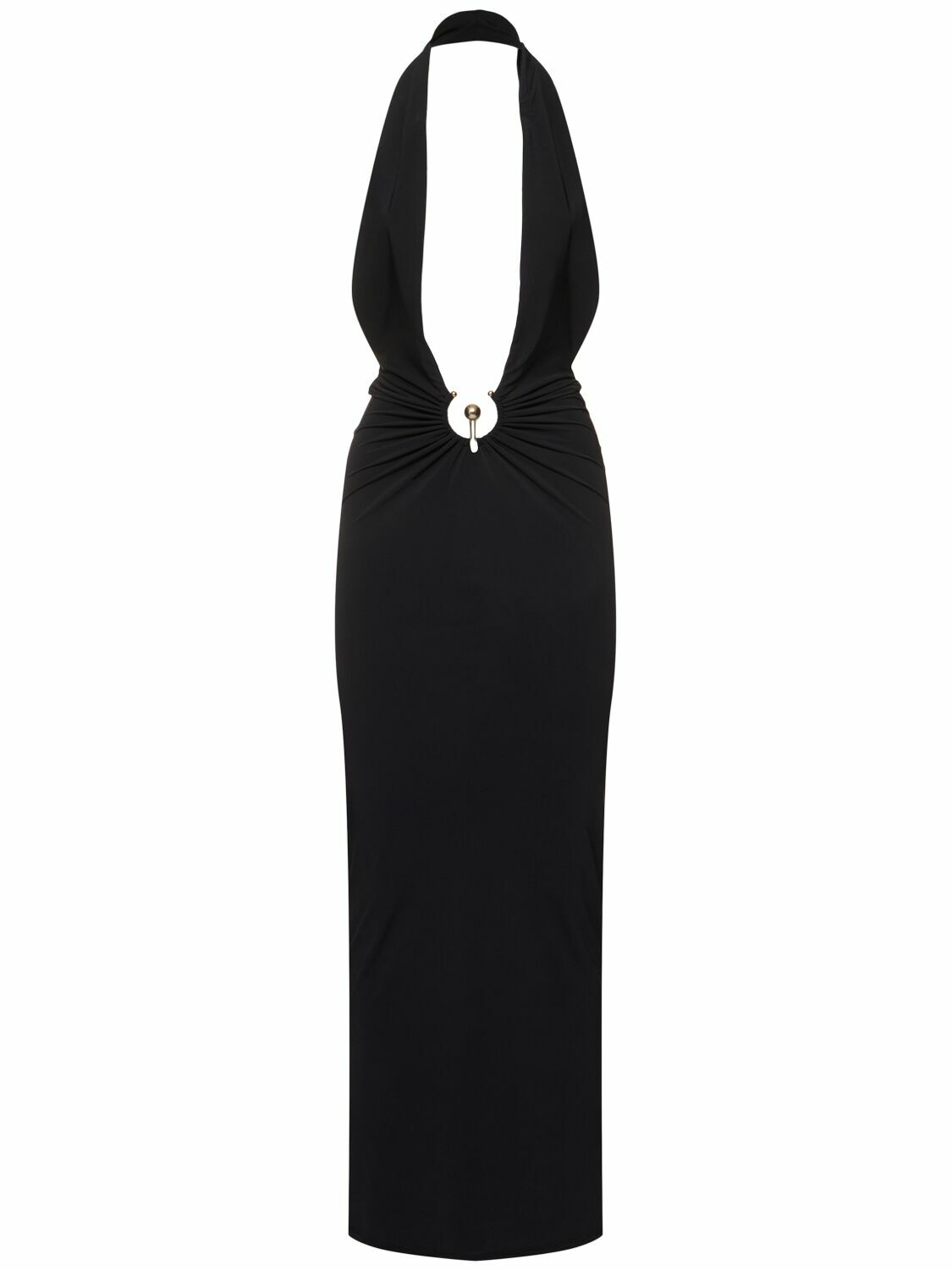 CHRISTOPHER ESBER Pierced Orbit Long Lycra Halter Dress Christopher Esber