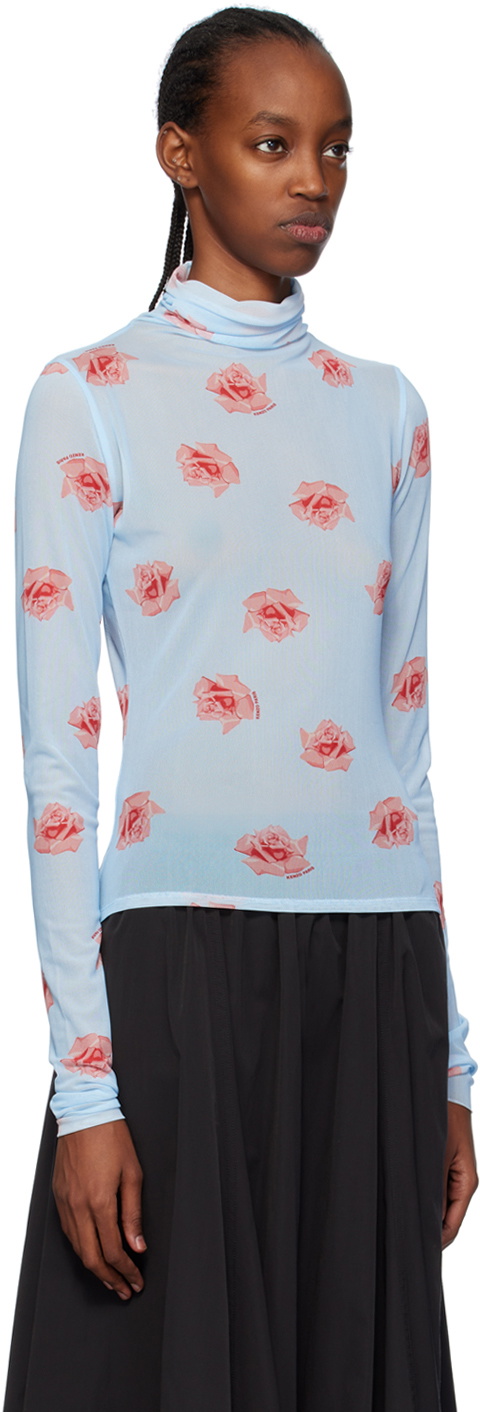 Kenzo Blue Kenzo Paris Rose Turtleneck Kenzo