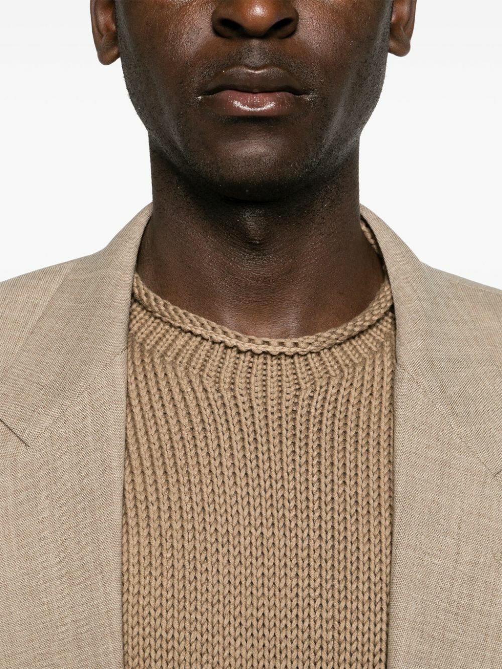 The Row Brown Crew Neck Ribbed-Knit Jumper The Row