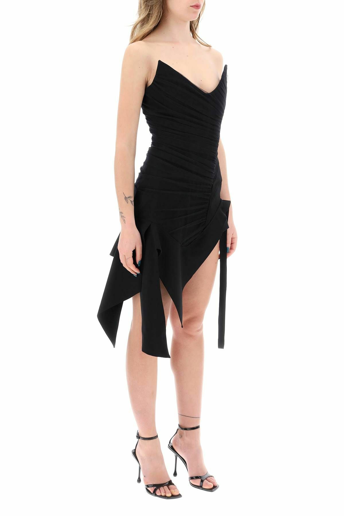 MUGLER asymmetric mini bustier dress Black Mugler