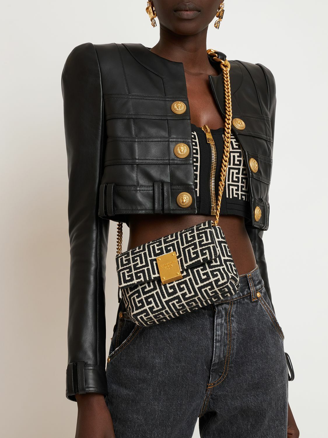 BALMAIN Mini 1945 Monogram Jacquard Bag Balmain
