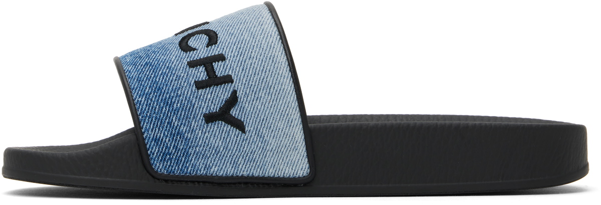 Givenchy Blue Slide Flat Pool Slides Givenchy
