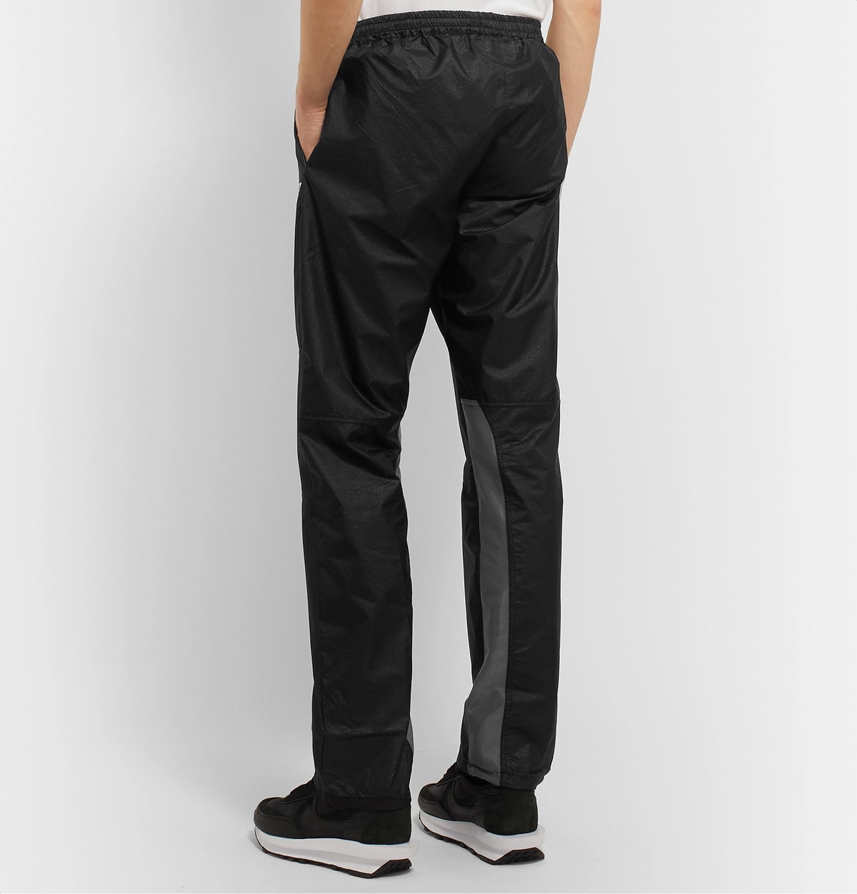 AFFIX - Mesh-Trimmed Logo-Print Textured-Nylon Track Pants - Black Affix