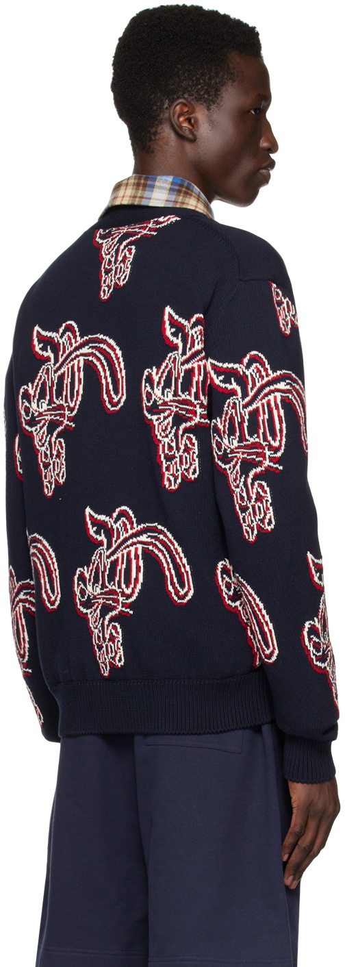 Moncler Navy Intarsia Cardigan Moncler