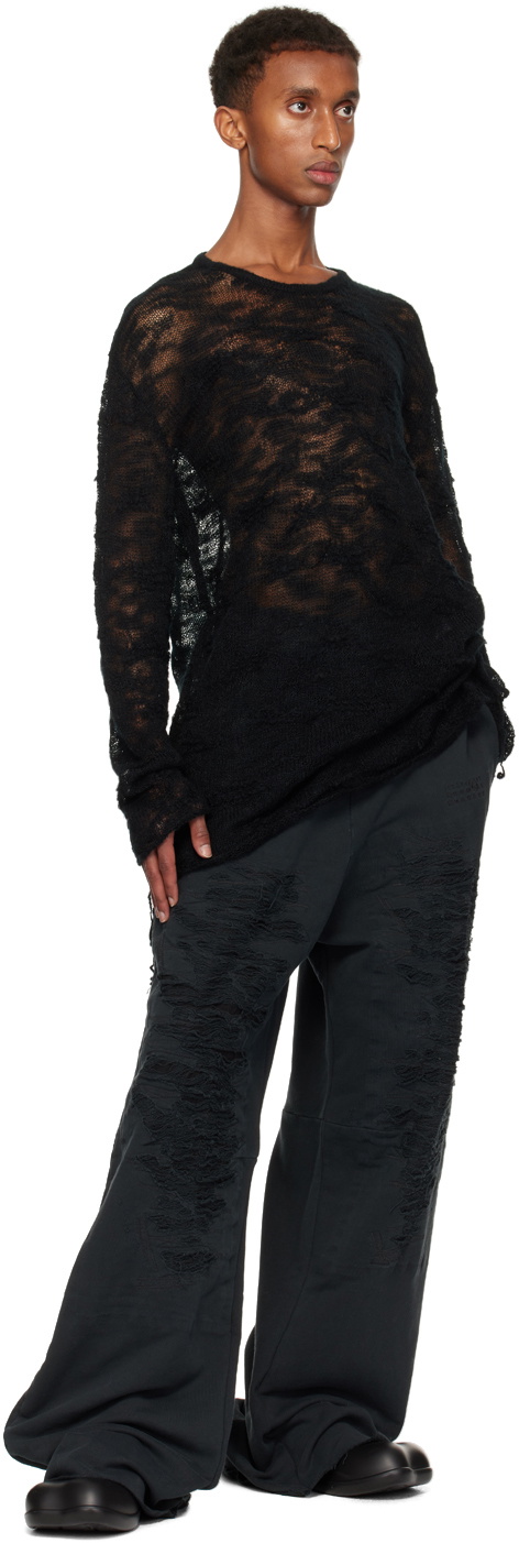 MM6 Maison Margiela Black Open Knit Sweater MM6 Maison Margiela