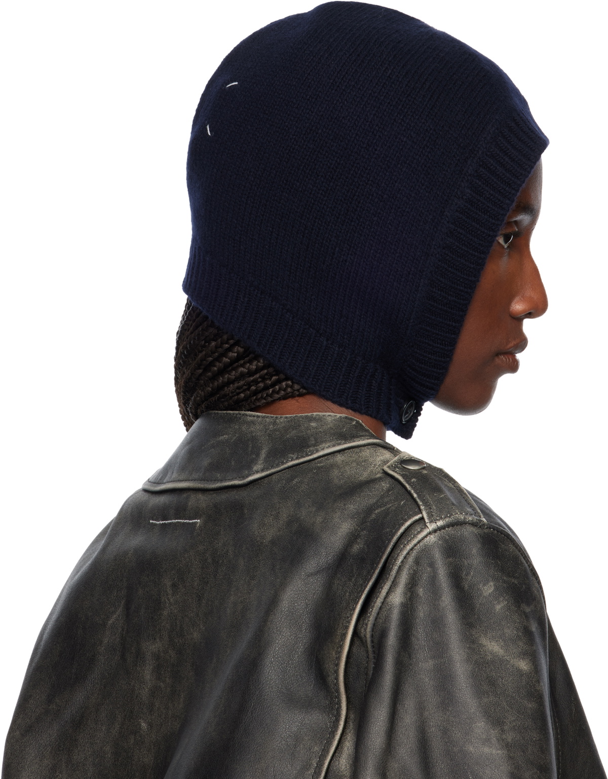 Maison Margiela Navy Wool Knit Hood Maison Margiela