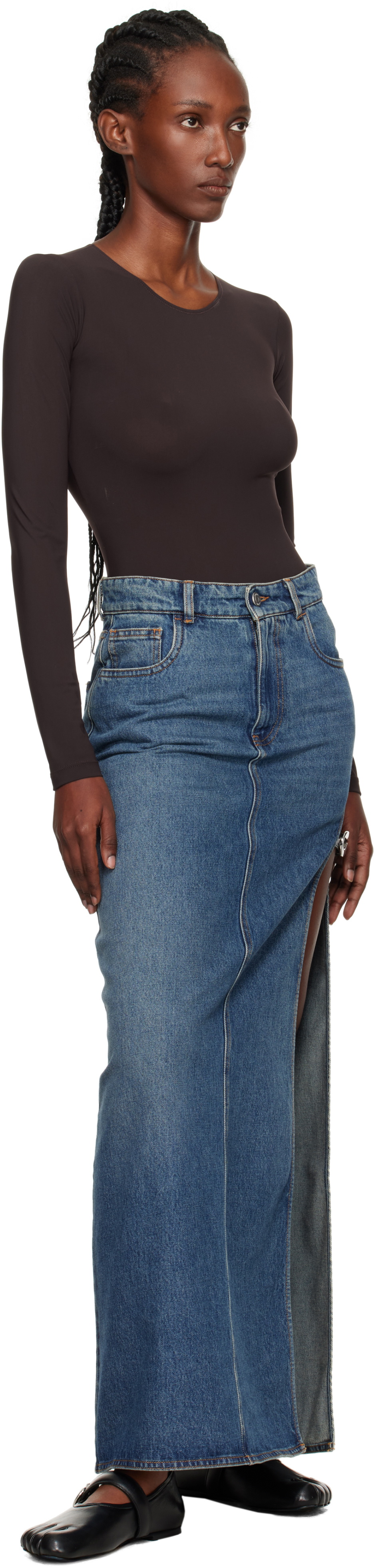 Coperni Blue Garter Belt Denim Maxi Skirt Coperni