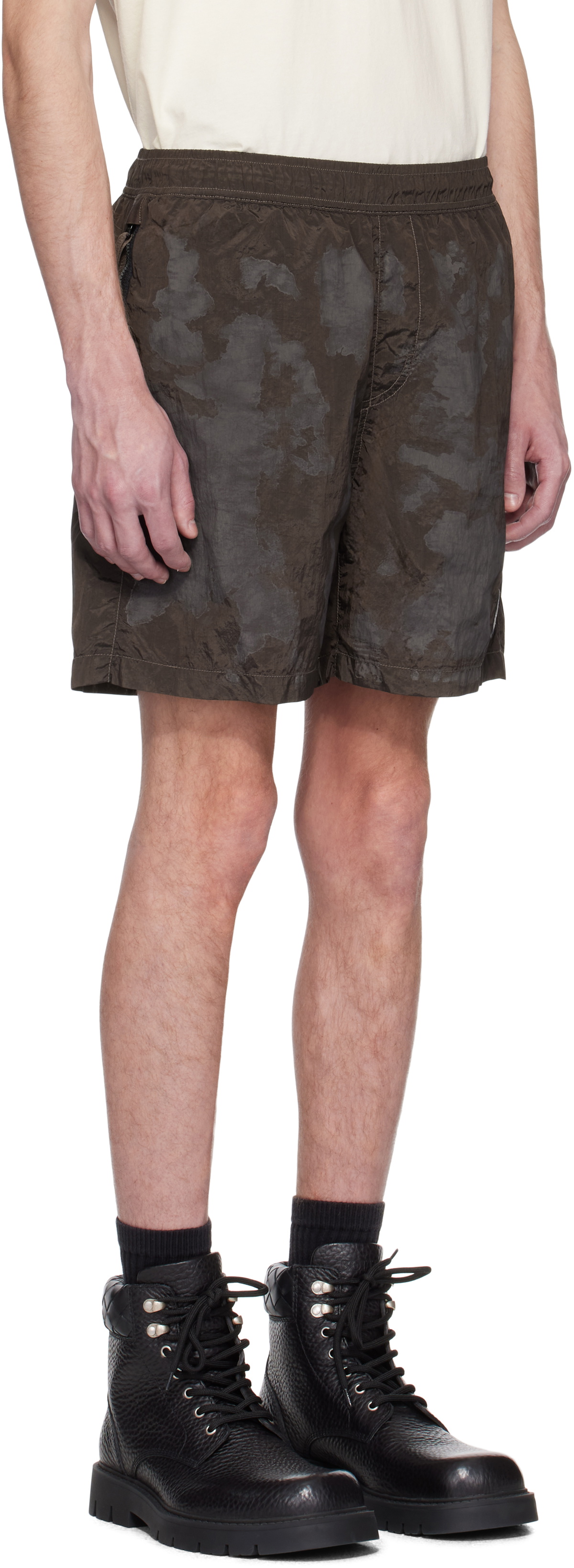 Stone Island Khaki Nylon Metal Econyl Swim Shorts Stone Island