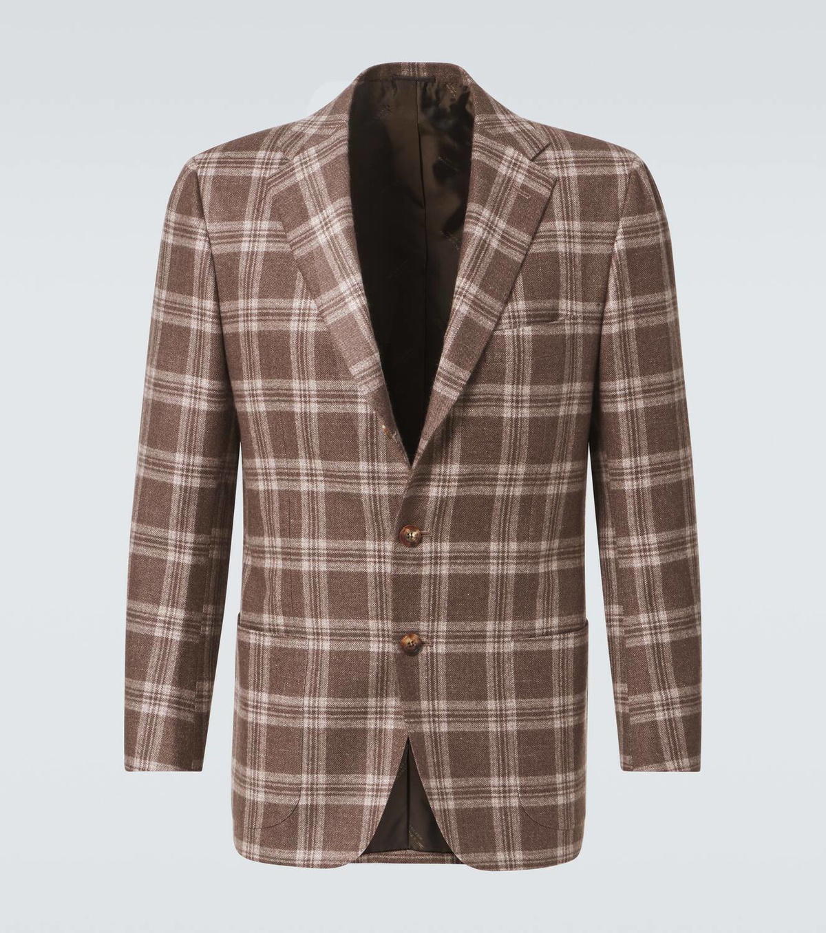 Kiton Checked wool, silk and linen blazer Kiton