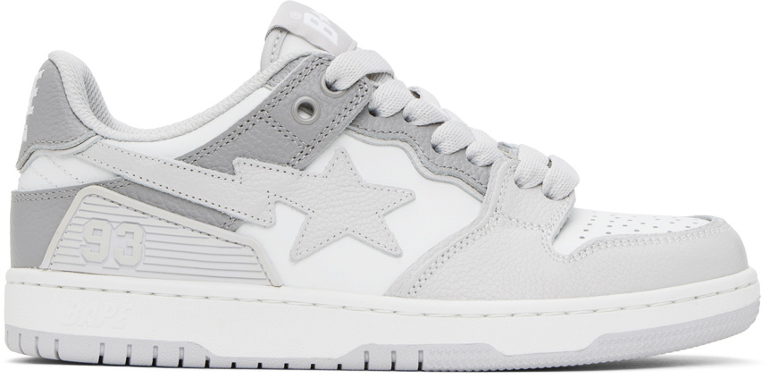 BAPE White & Gray Sk8 Sta #5 Sneakers A Bathing Ape