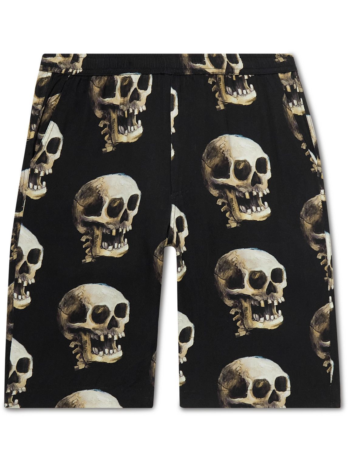 Endless Joy - Skull Wide-Leg Printed TENCEL-Blend Twill Shorts - Black ...