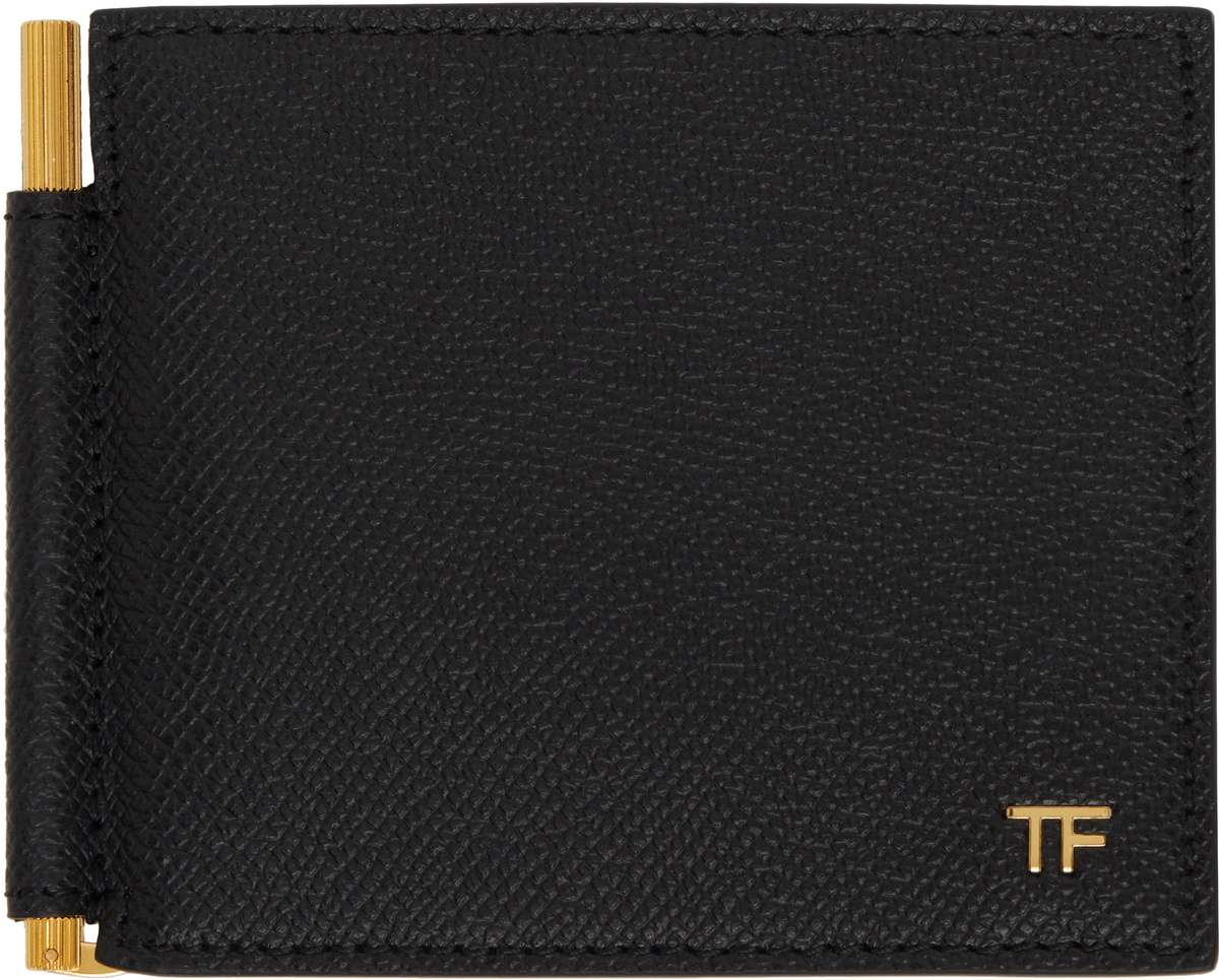 TOM FORD Black Small Grain Leather Money Clip Wallet TOM FORD