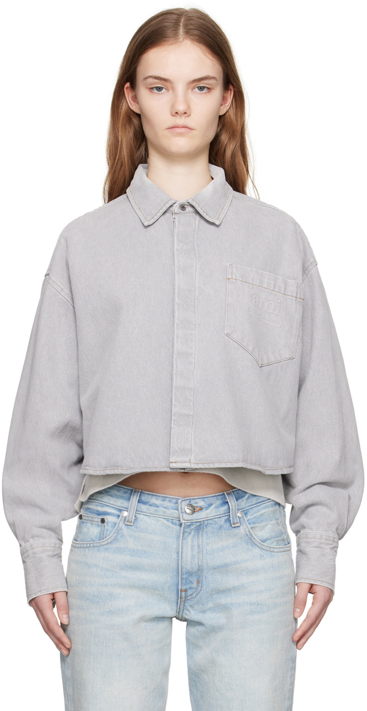 AMI Paris Gray Ami Denim Shirt AMI
