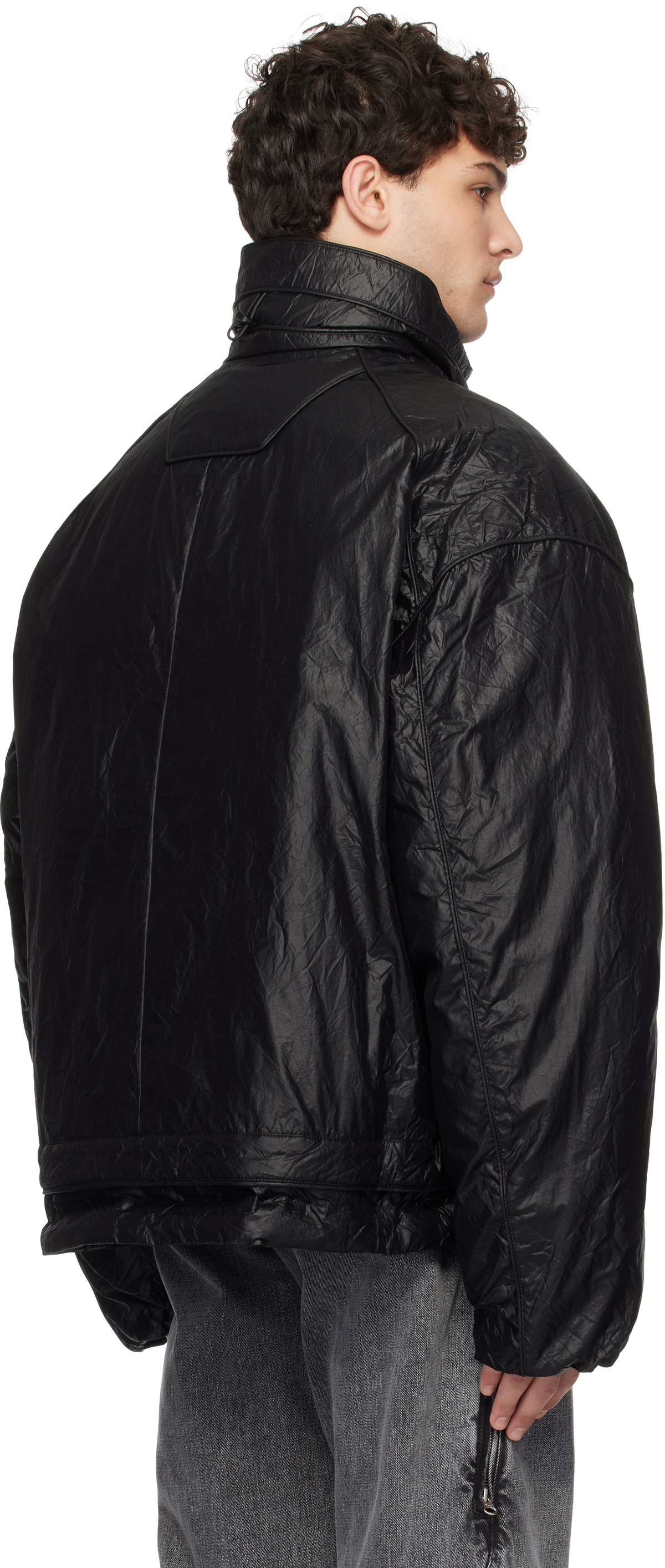 Juun.J Black Wrinkle Goose Down Jacket Juun.J