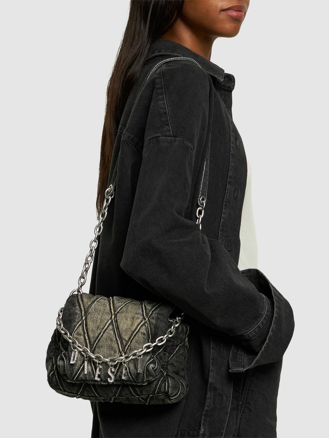 DIESEL - Small Charm Denim Shoulder Bag Diesel