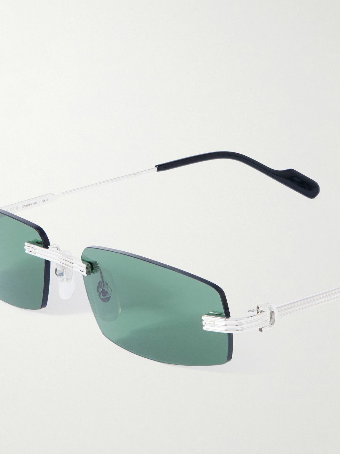 Cartier Eyewear - Rimless Rectangular-Frame Silver-Tone Sunglasses Cartier