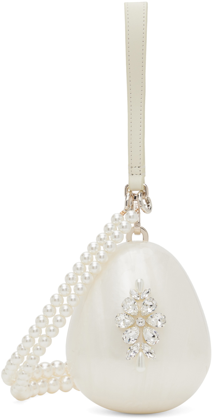 Simone Rocha Off-White Embellished Micro Pearl Egg Bag Simone Rocha
