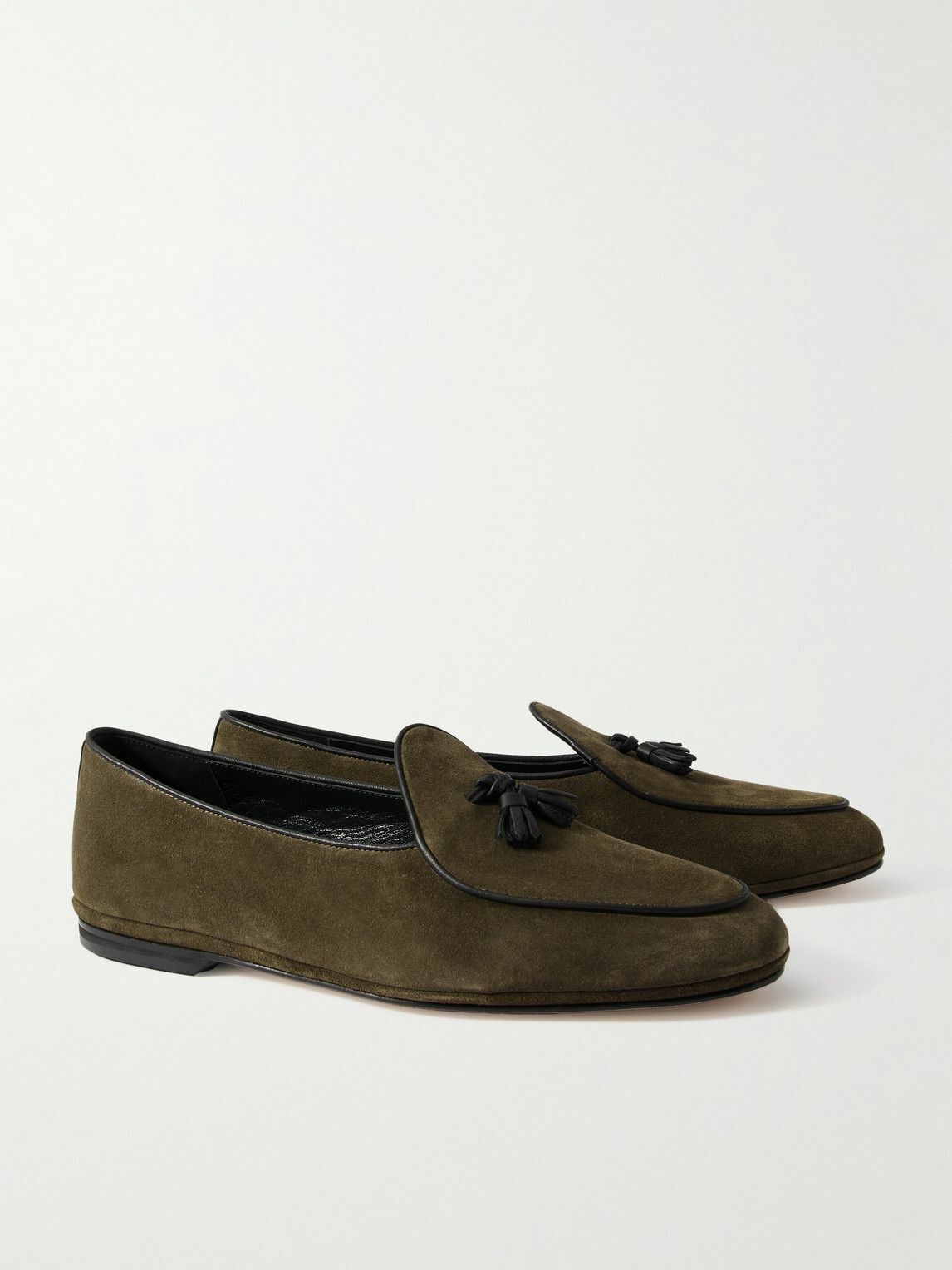 Rubinacci - Marphy Tasselled Leather-Trimmed Suede Loafers - Green ...