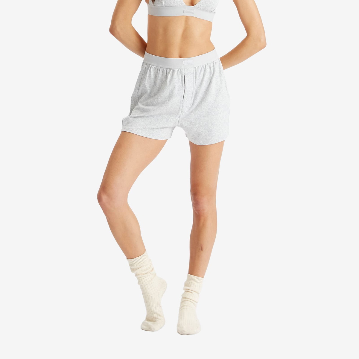 SKIMS Women's Boyfriend Loose Boxer in Light Heather Grey SKIMS