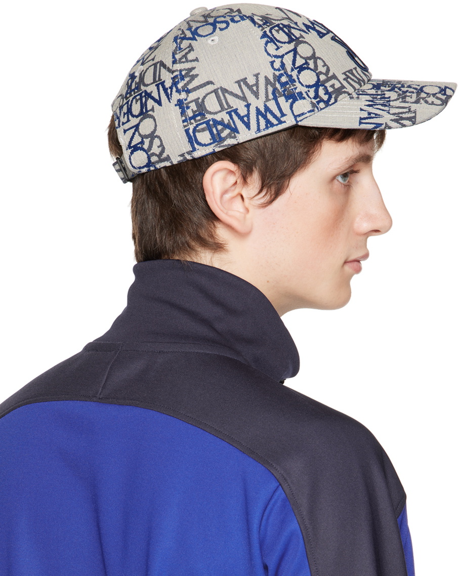 JW Anderson Gray & Blue Logo Grid Cap JW Anderson