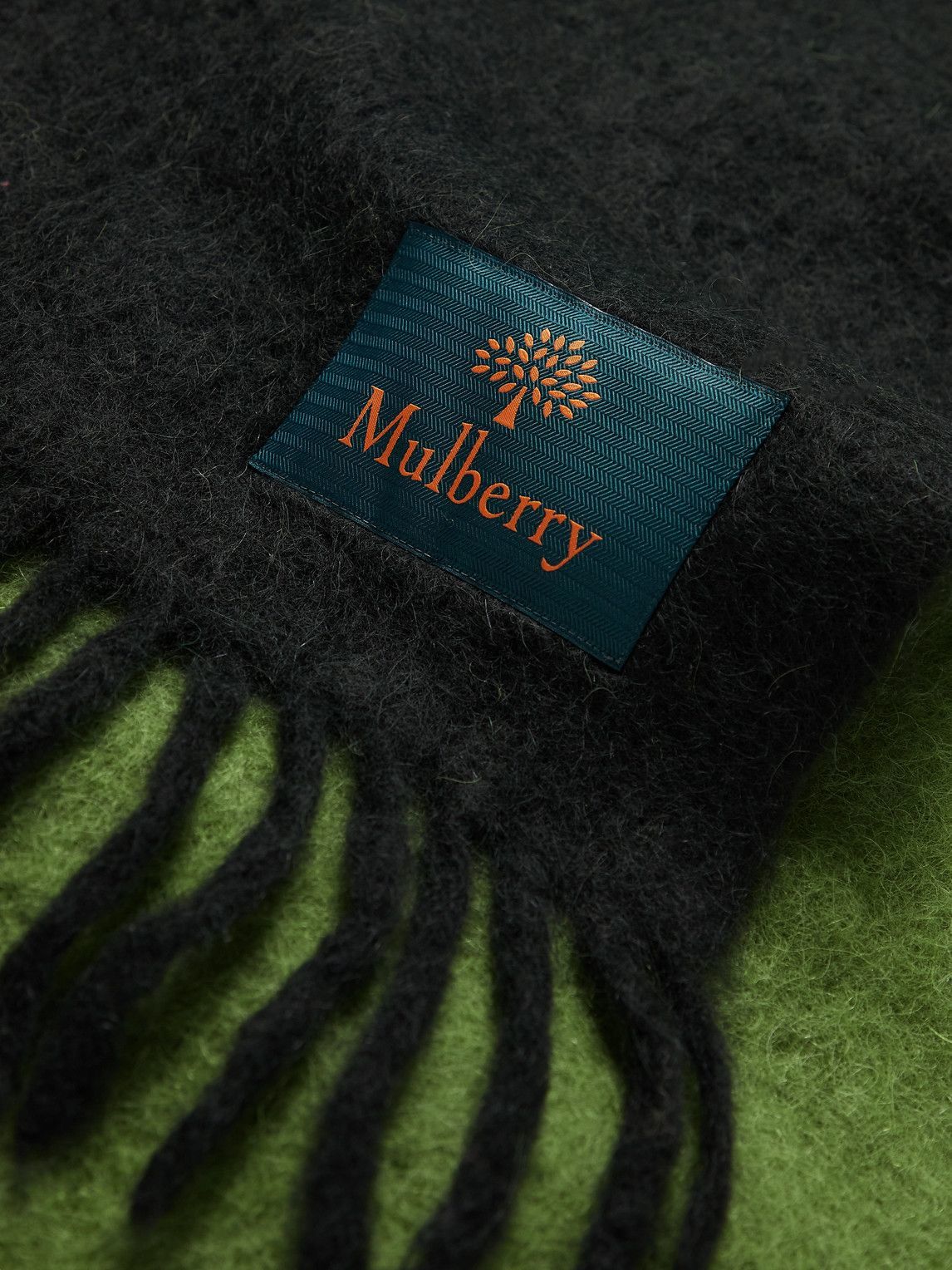 Mulberry - Fringed Ombré Knitted Scarf Mulberry
