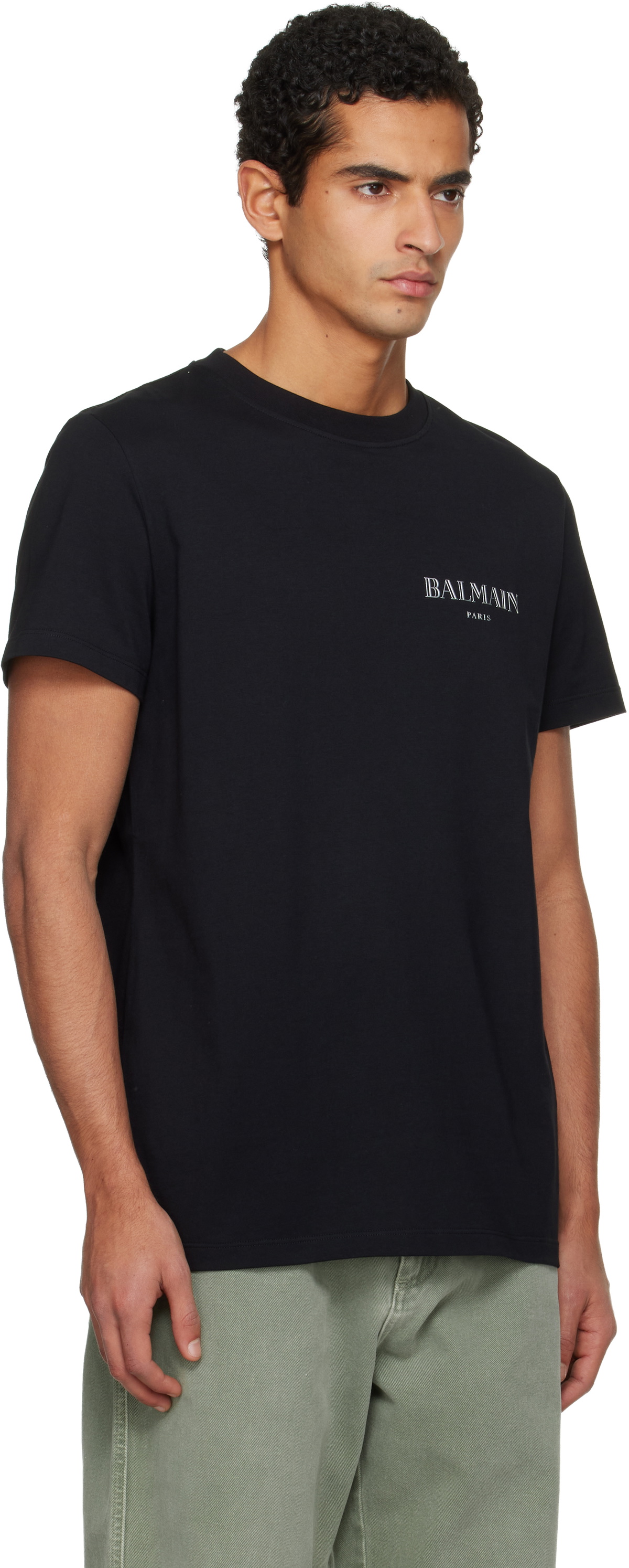 Balmain Black Vintage Gel 'Balmain' Logo T-shirt Balmain