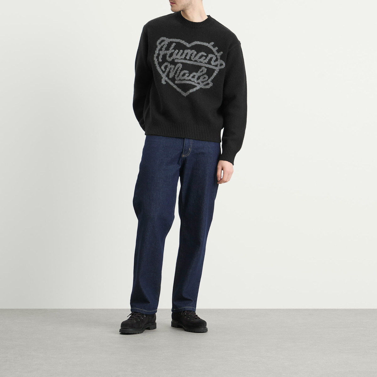 Human Made Men's Heart Knit Sweater in Black Human Made