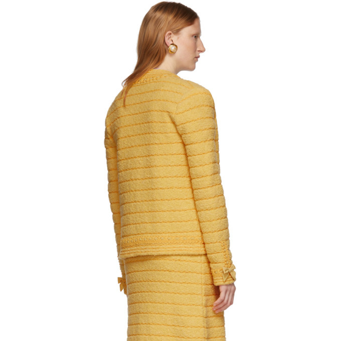 Gucci Yellow Wool Bow Fringes Jacket Gucci