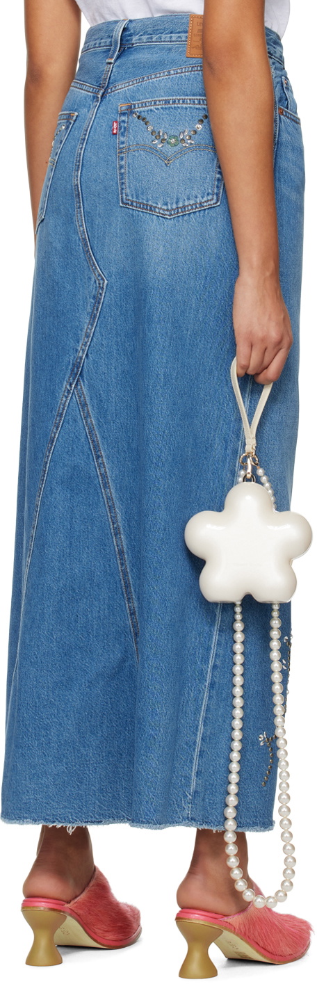 Anna Sui SSENSE Exclusive Blue Denim Midi Skirt Anna Sui