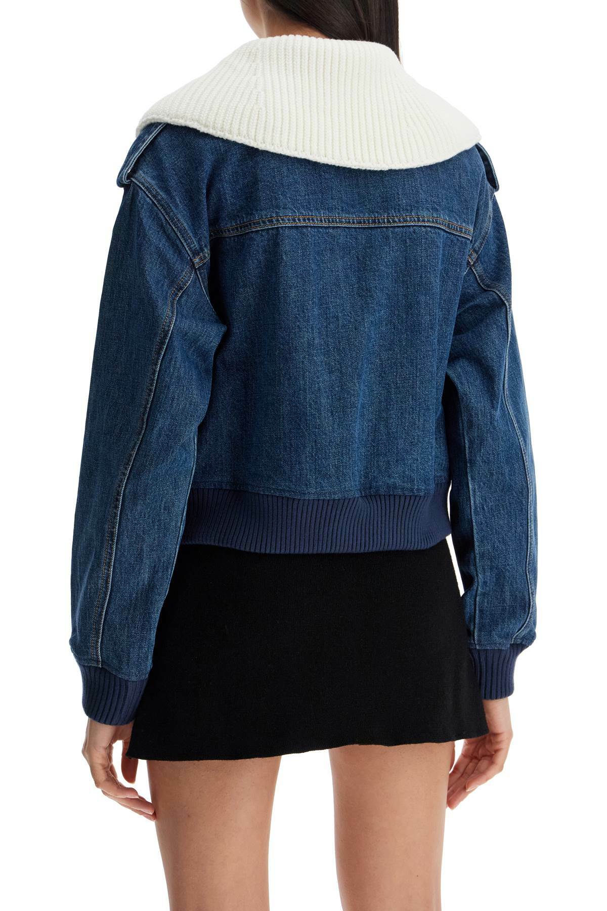 SELF PORTRAIT denim bomber jacket for Blue Self-Portrait