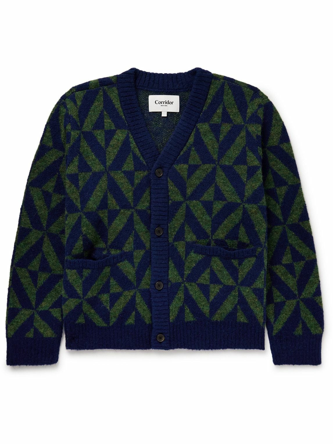 Corridor - Jacquard-Knit Alpaca-Blend Cardigan - Blue Corridor