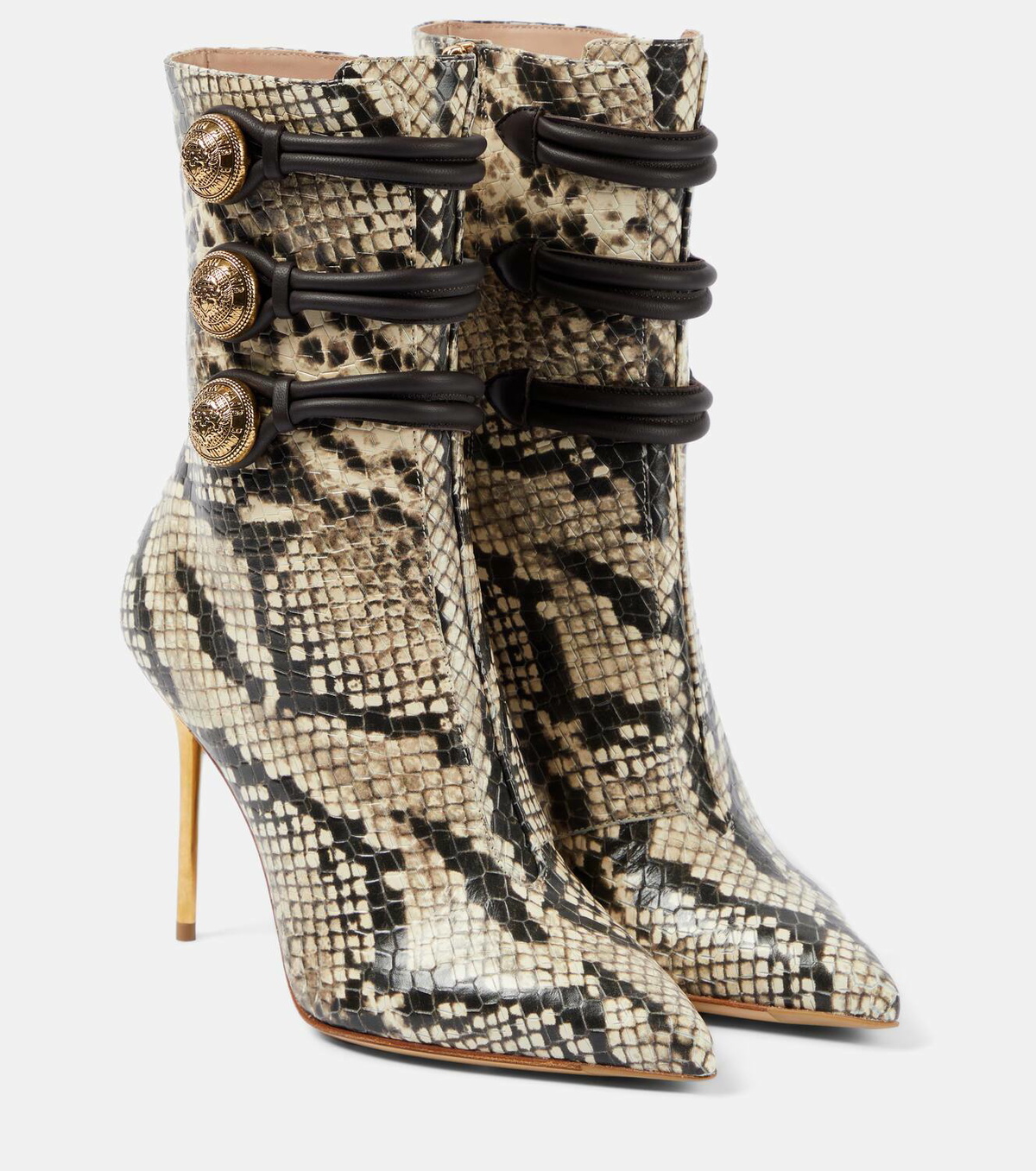 Balmain Alma snake-effect leather ankle boots Balmain