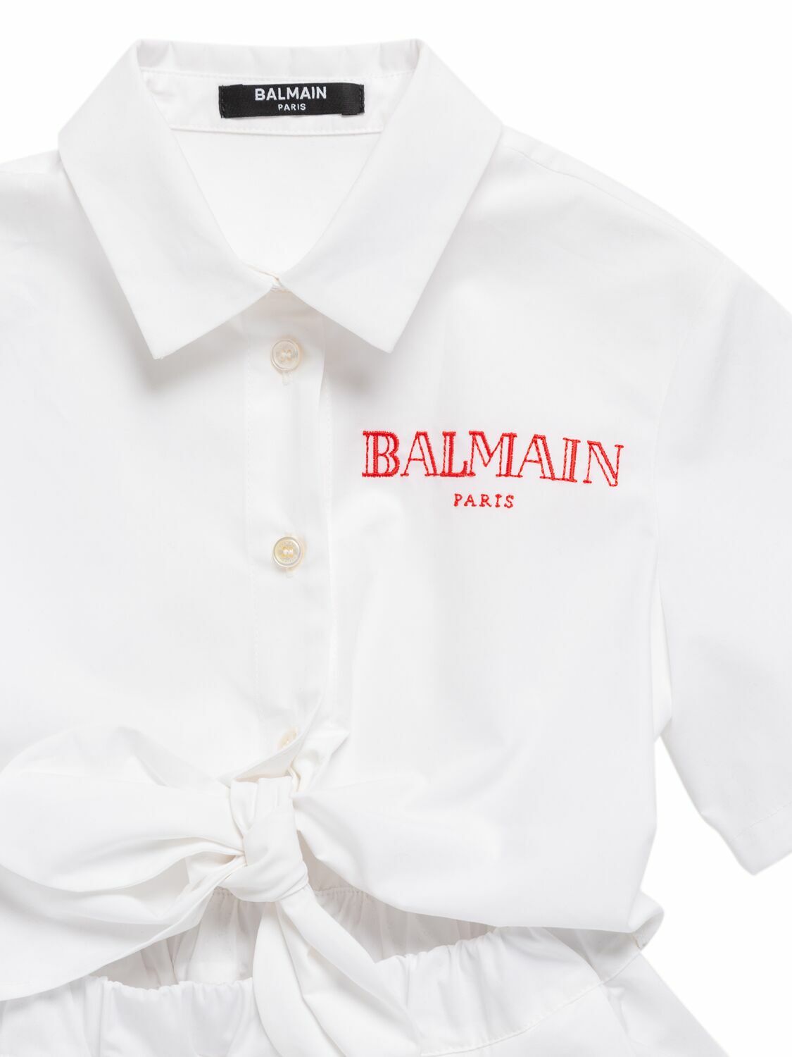 BALMAIN Logo Cotton Poplin Shirt Dress Balmain