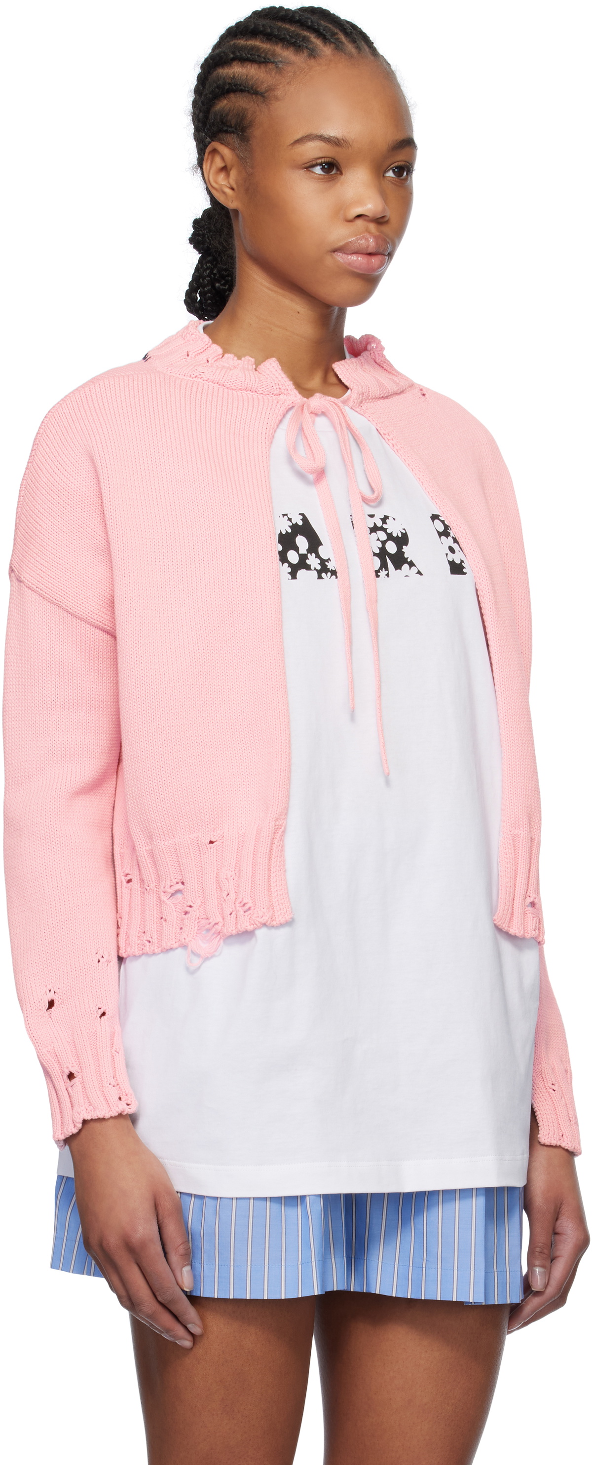 Marni Pink Worn Ribs Sweater Marni