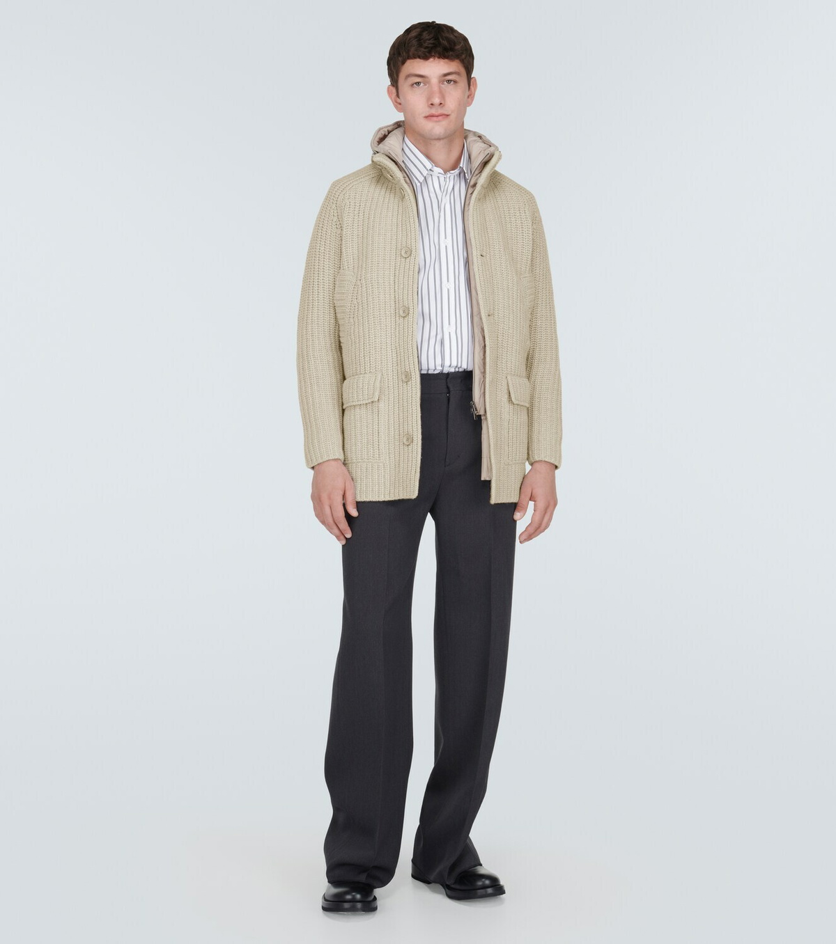 Herno Hooded cable-knit wool jacket Herno