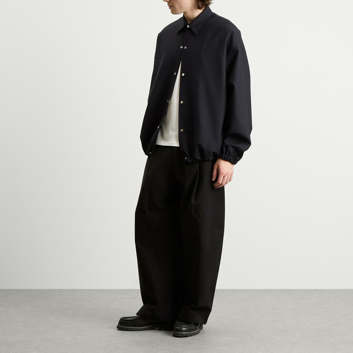 Studio Nicholson Men's Wool Coach Jacket in Darkest Navy Studio Nicholson