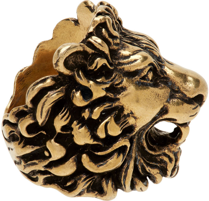 Gucci Gold Lion Head Ring Gucci