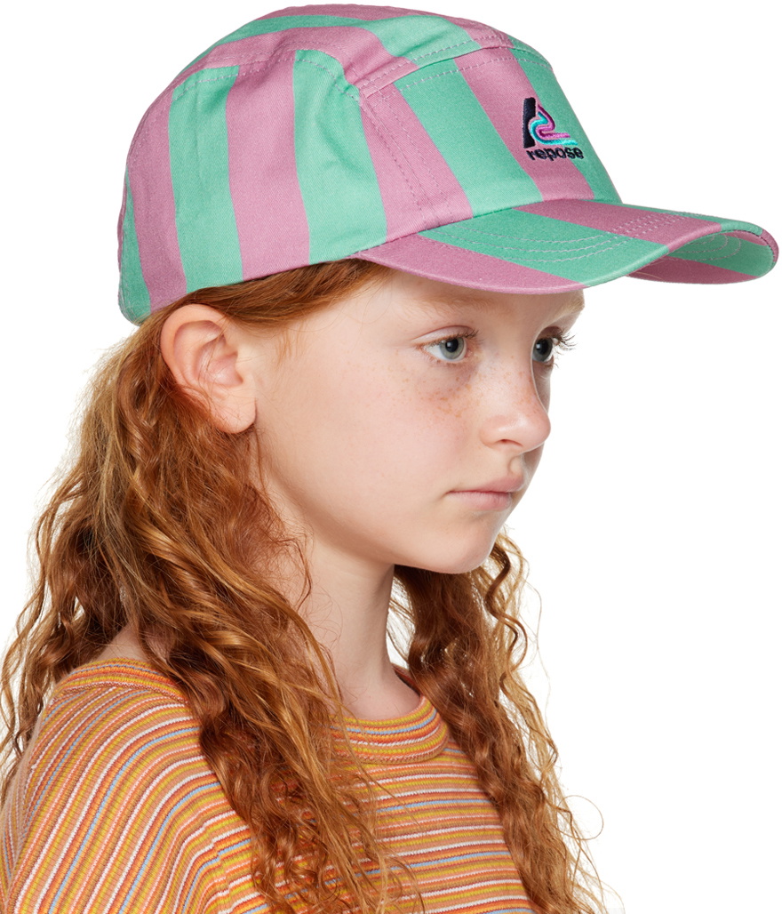 Repose AMS Kids Pink & Green Striped Cap Repose AMS