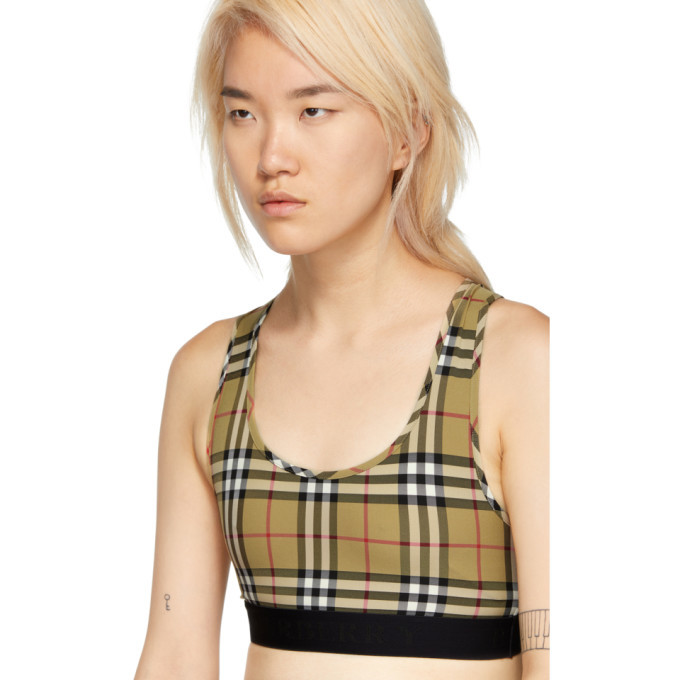 Burberry Yellow Vintage Check Dalby Cropped Tank Top Burberry