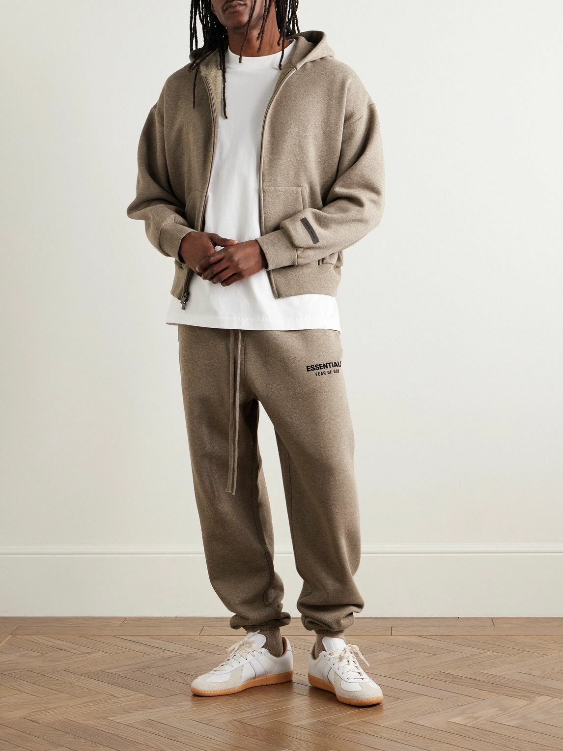 FEAR OF GOD ESSENTIALS - Tapered Logo-Appliquéd Cotton-Blend Jersey ...